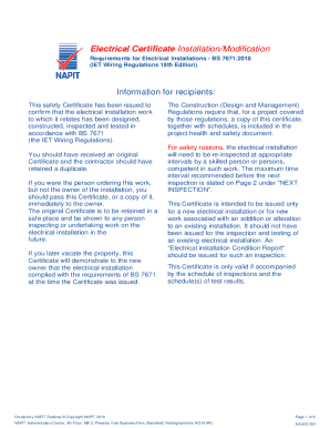 Fillable Online Requirements for Electrical Installations - Bs 7671: ...