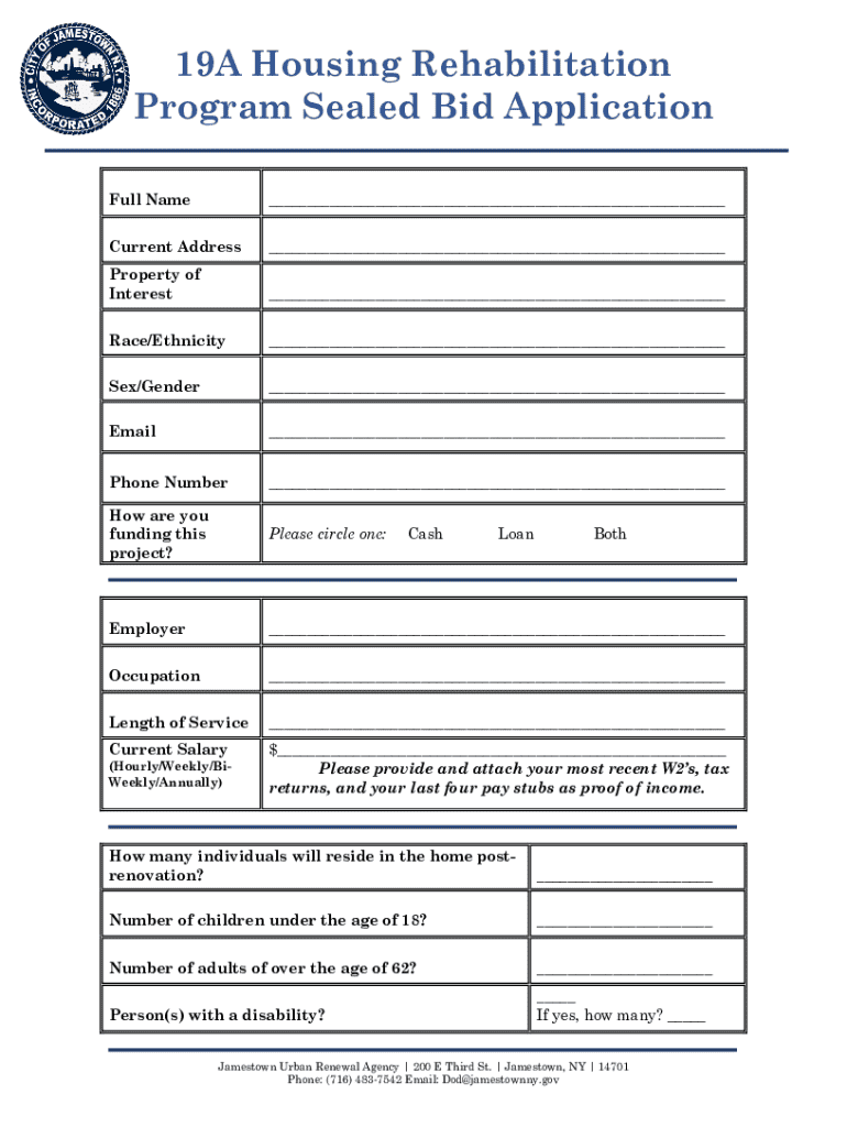 Fillable Online 19a Housing Rehabilitation Program Application Fax ...