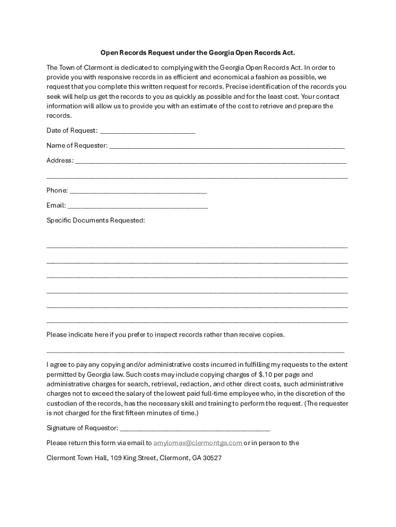 Fillable Online Request for Open Records Fax Email Print - pdfFiller