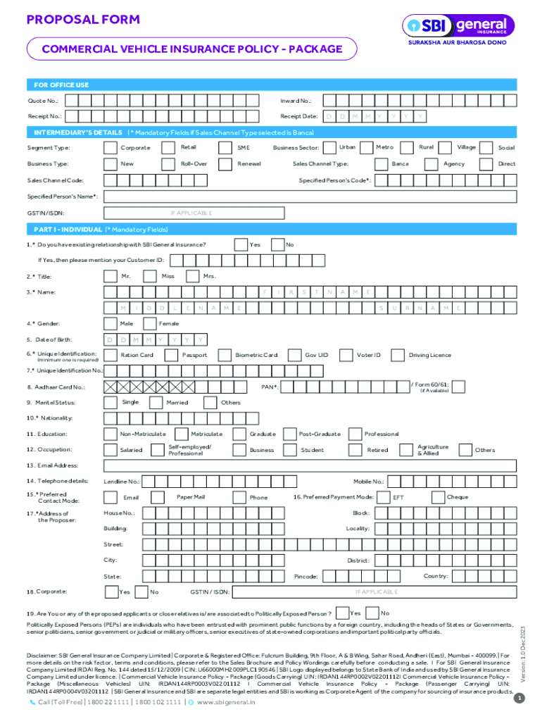 Fillable Online Commercial Vehicle Insurance Policy - Package Fax Email ...