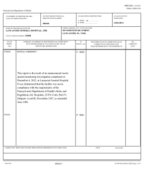 Fillable Online Statement of Deficiencies and Plan of Correction Fax ...