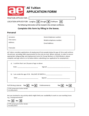 Fillable Online Application Form for Ae Tuition Fax Email Print - pdfFiller