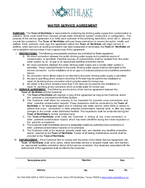Fillable Online Water Service Agreement With Town of Northlake Fax Email Print - pdfFiller