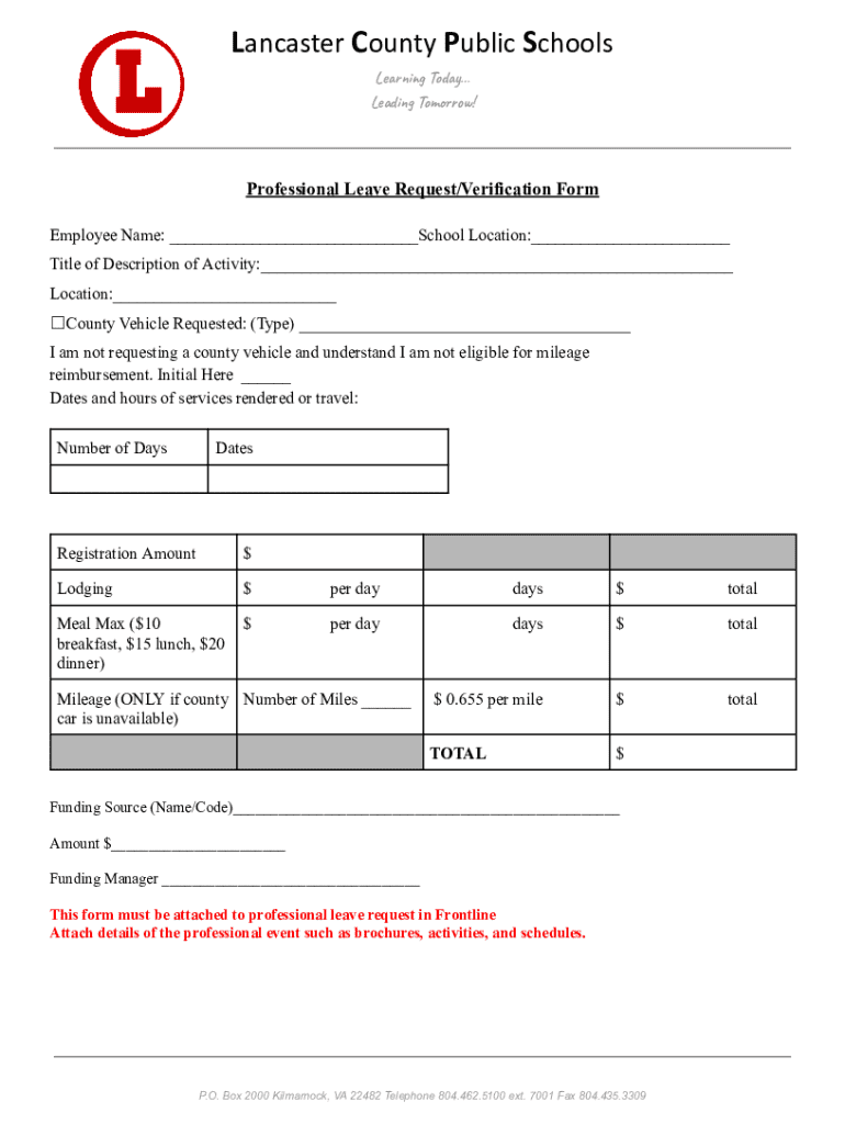 Fillable Online Professional Leave Request/verification Form Fax Email Print - pdfFiller