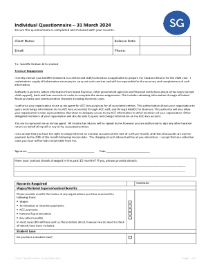 Fillable Online Individual Questionnaire – 31 March 2024 Fax Email Print - pdfFiller