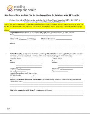 Fillable Online Non-covered State Medicaid Plan Services Request Form ...