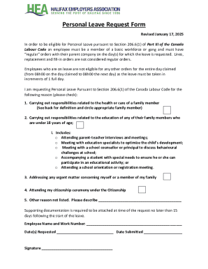 Fillable Online Personal Leave Request Form Fax Email Print - pdfFiller