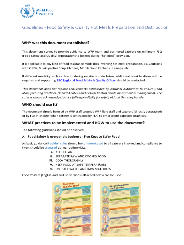 Fillable Online Guidelines - Food Safety & Quality Hot Meals ...