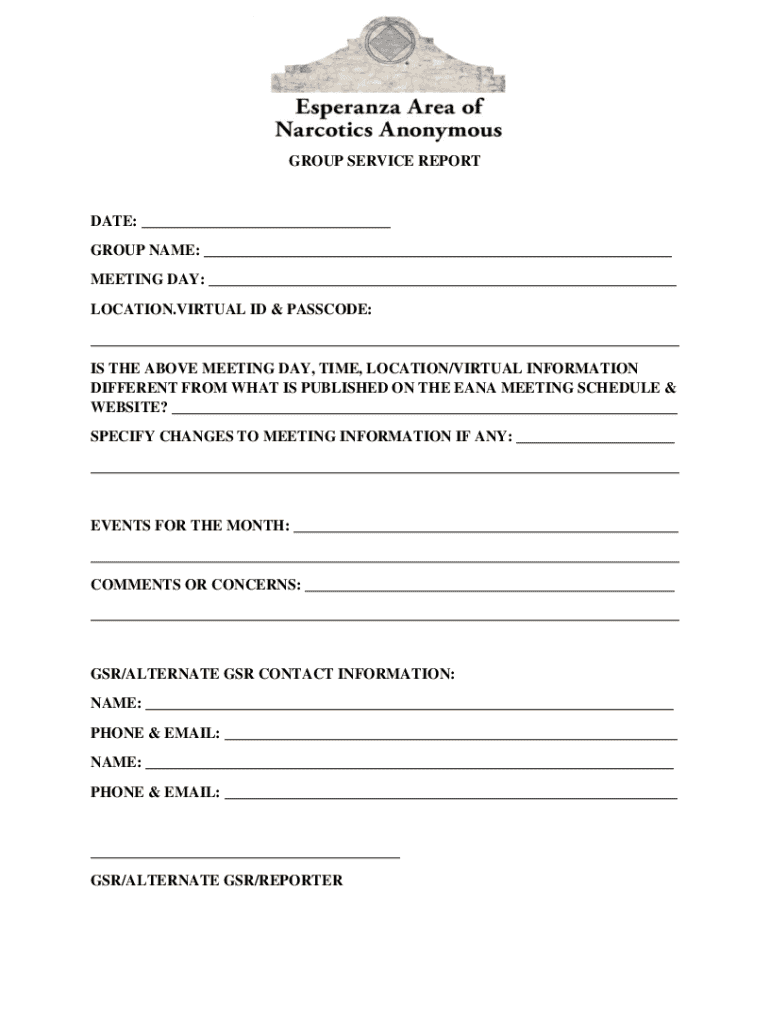 Fillable Online Group Service Report Fax Email Print - pdfFiller
