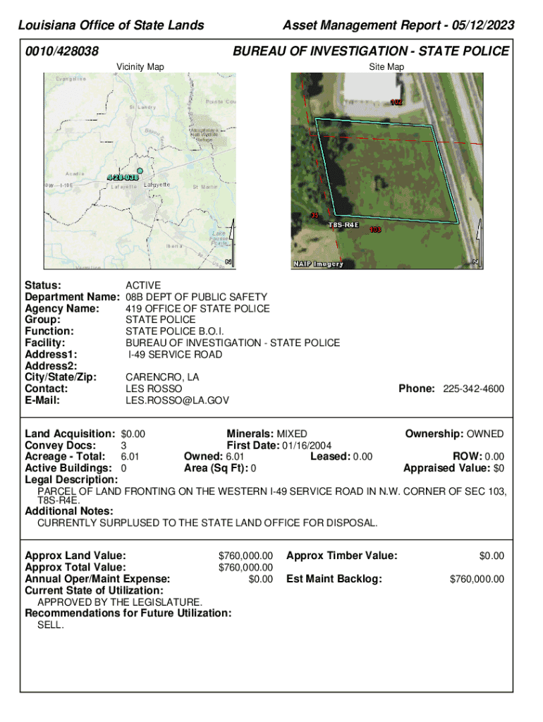 Fillable Online Louisiana Office of State Lands - Asset Management ...