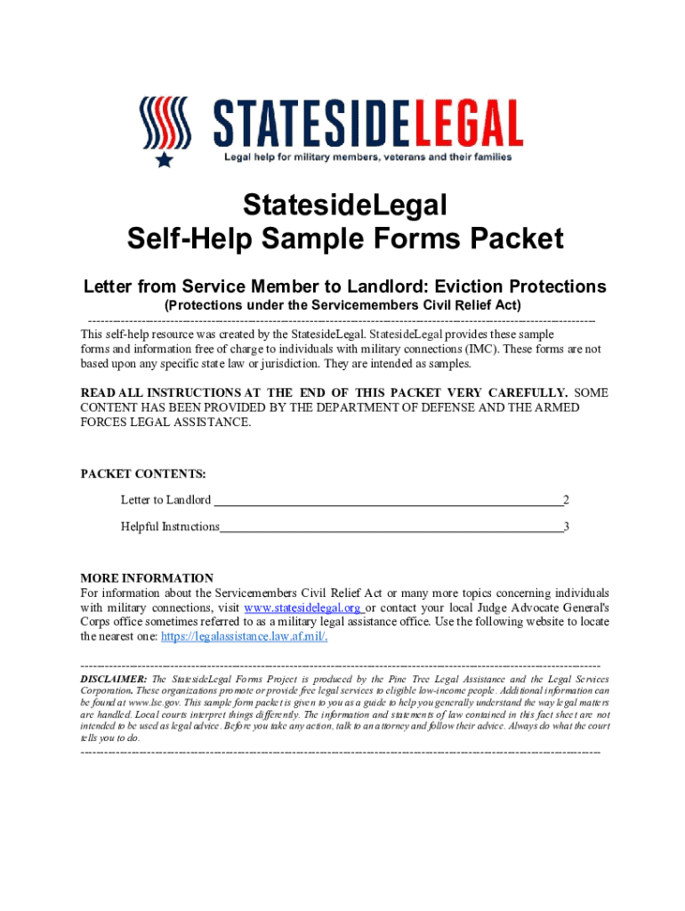 Fillable Online Letter From Service Member to Landlord: Eviction ...