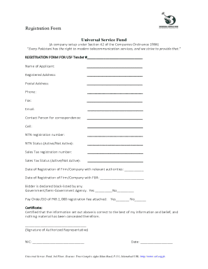 Fillable Online Registration Form for Usf Fax Email Print - pdfFiller