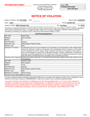 Fillable Online Notice of Violation Fax Email Print - pdfFiller