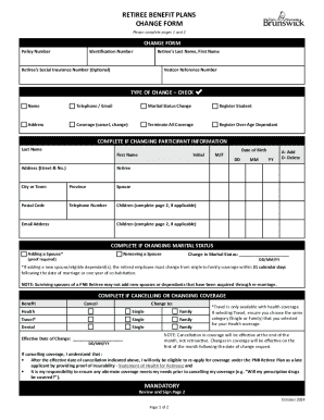 Fillable Online Retiree Benefit Plans Change Form Fax Email Print ...