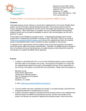 Fillable Online Potable Water Line Extension Special Assessment Process ...