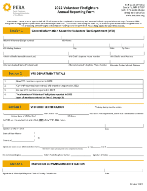 Fillable Online 2022 Volunteer Firefighters Annual Reporting Form Fax ...