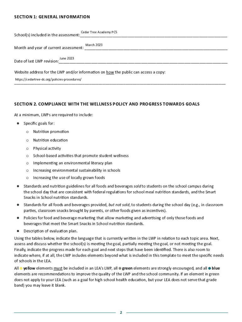 Fillable Online Triennial Assessment for Local Wellness Policy Fax ...