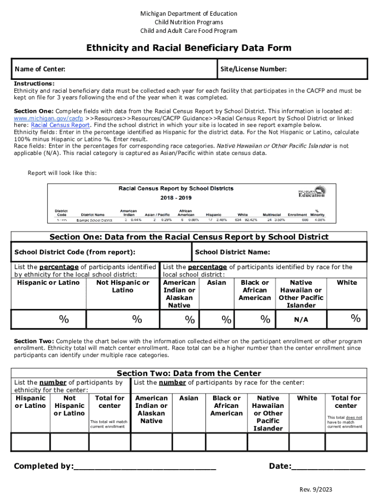 Fillable Online Child Nutrition Programs - Child and Adult Care Food ...