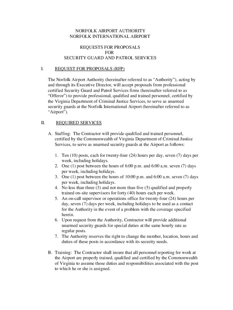 Fillable Online Request for Proposals: Security Guard and Patrol ...