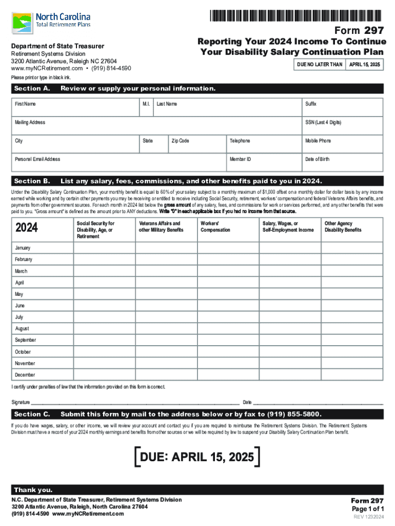Fillable Online Reporting Your 2024 Income to Continue Your Disability ...