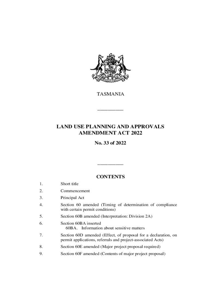 Fillable Online Land Use Planning and Approvals Amendment Act 2022 Fax ...