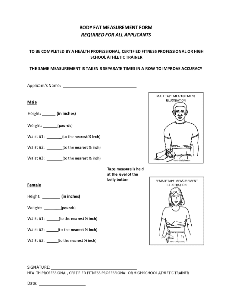 Fillable Online Body Fat Measurement Form Fax Email Print - pdfFiller