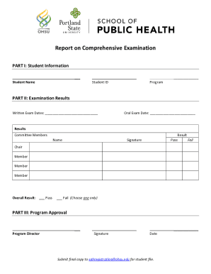 Fillable Online Report on Comprehensive Examination Fax Email Print - pdfFiller