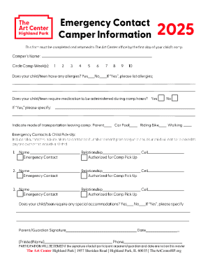 Fillable Online Camper Information Form Fax Email Print - pdfFiller