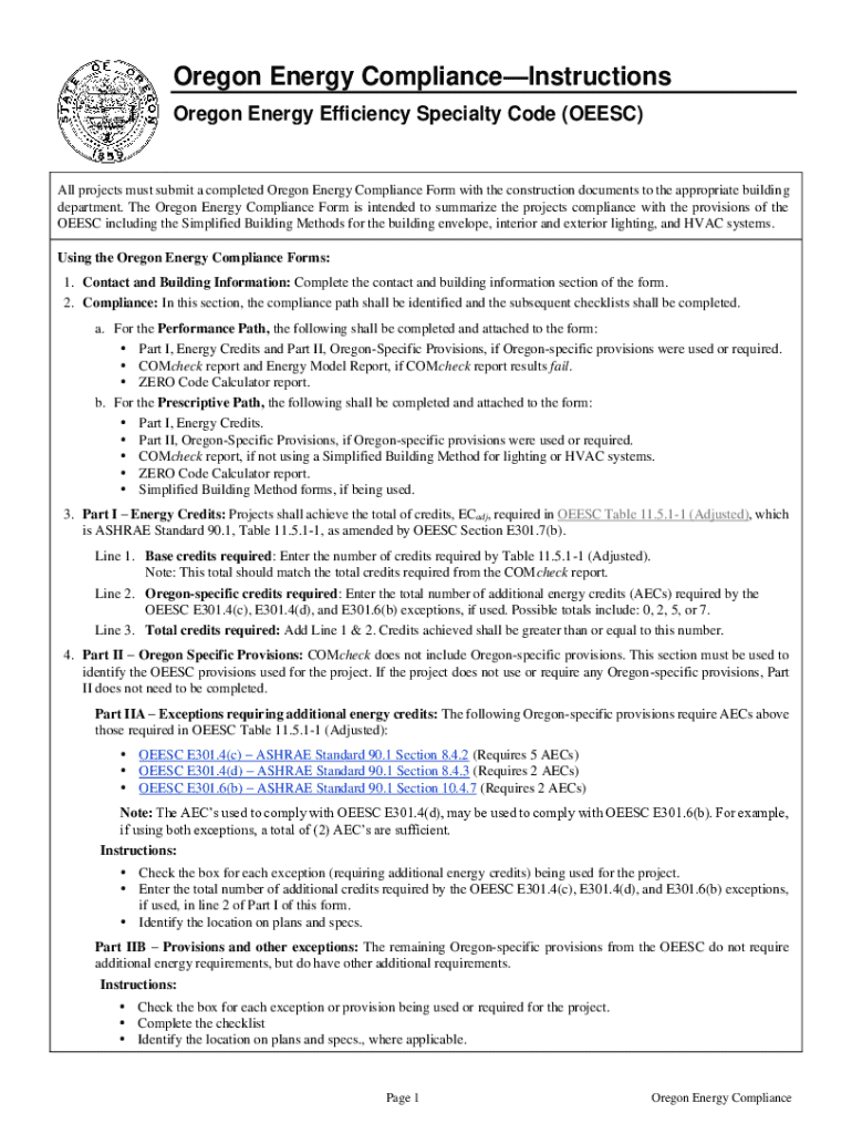 Fillable Online Oregon Energy Compliance—instructions Fax Email Print ...