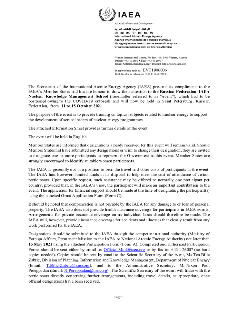 Fillable Online Russian Federation–iaea Nuclear Knowledge Management School Fax Email Print ...