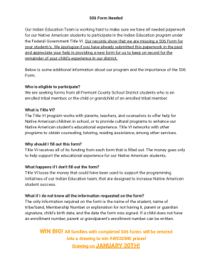 Fillable Online 506 Form Needed for Indian Education Program Fax Email ...