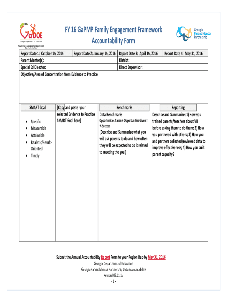 Fillable Online Fy 16 Gapmp Family Engagement Framework Accountability ...