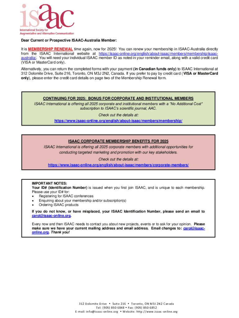 Fillable Online 2025 Isaac-australia Membership Renewal Fax Email Print ...
