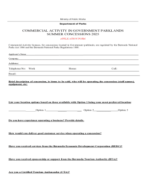 Fillable Online Commercial Activity in Government Parklands Summer Concessions 2025 Application ...