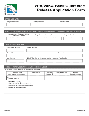 Fillable Online Vpa/wika Bank Guarantee Release Application Form Fax ...
