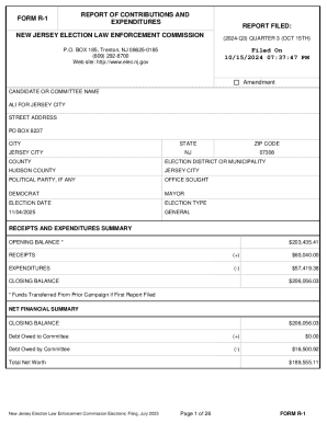 Fillable Online Report of Contributions and Expenditures Fax Email ...