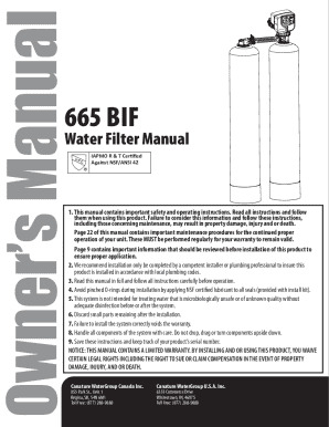 Fillable Online 665 Bif Water Filter Manual Fax Email Print - pdfFiller