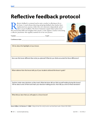 Fillable Online Reflective Feedback for Teachers Fax Email Print ...