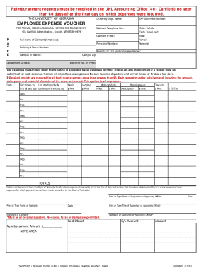 Fillable Online Employee Expense Voucher for Travel, Miscellaneous ...