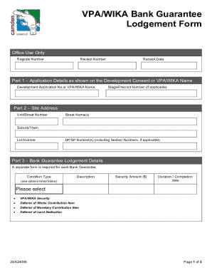 Fillable Online Vpa/wika Bank Guarantee Lodgement Fax Email Print ...