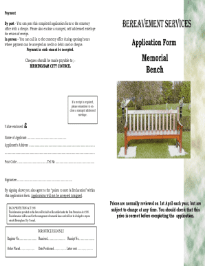 Fillable Online Bereavement Services Application Form Fax Email Print ...