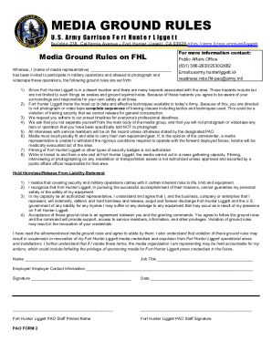 Fillable Online U. S. Army Garrison Fort Hunter Liggett Media Ground ...