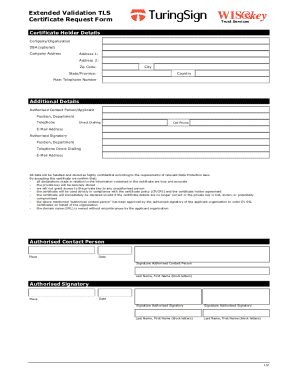 Fillable Online Extended Validation Tls Certificate Request Form Fax ...