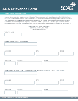 Fillable Online Ada Grievance Form Fax Email Print - pdfFiller