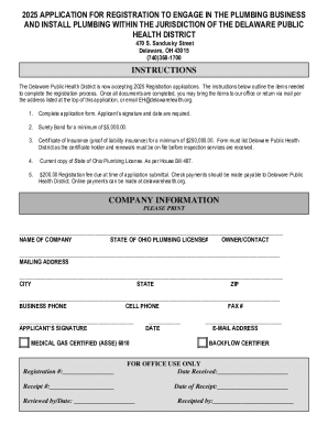 Fillable Online Application for Plumbing Business Registration 2025 Fax Email Print - pdfFiller
