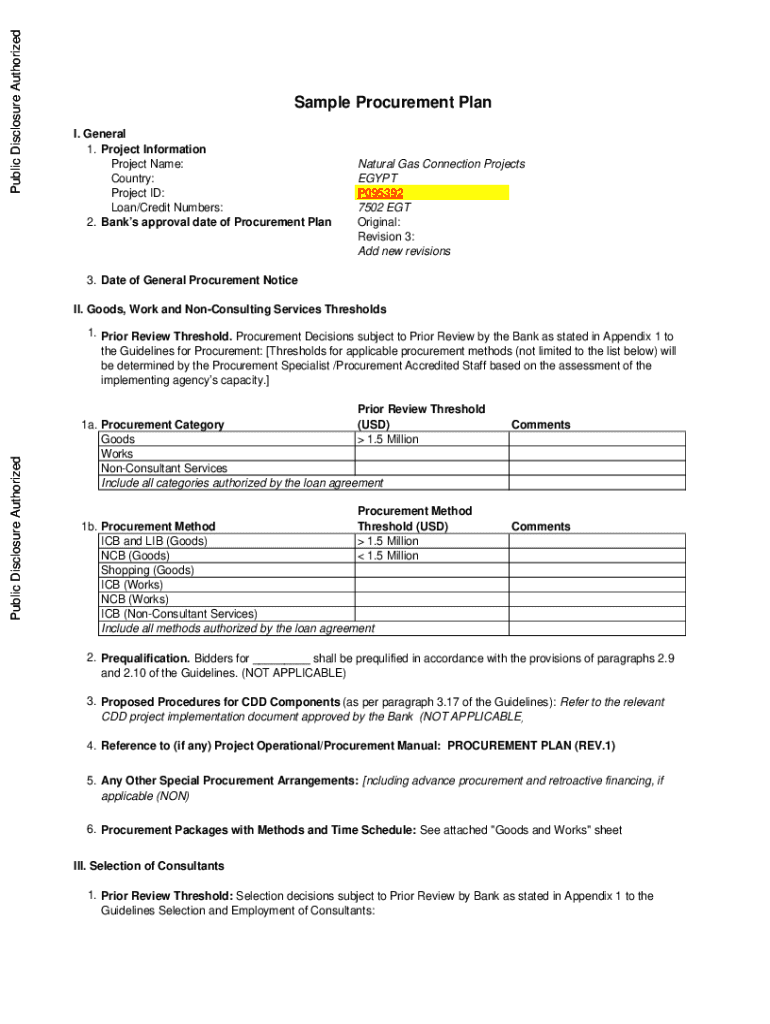 Fillable Online Procurement Plan for Natural Gas Connection Projects in ...