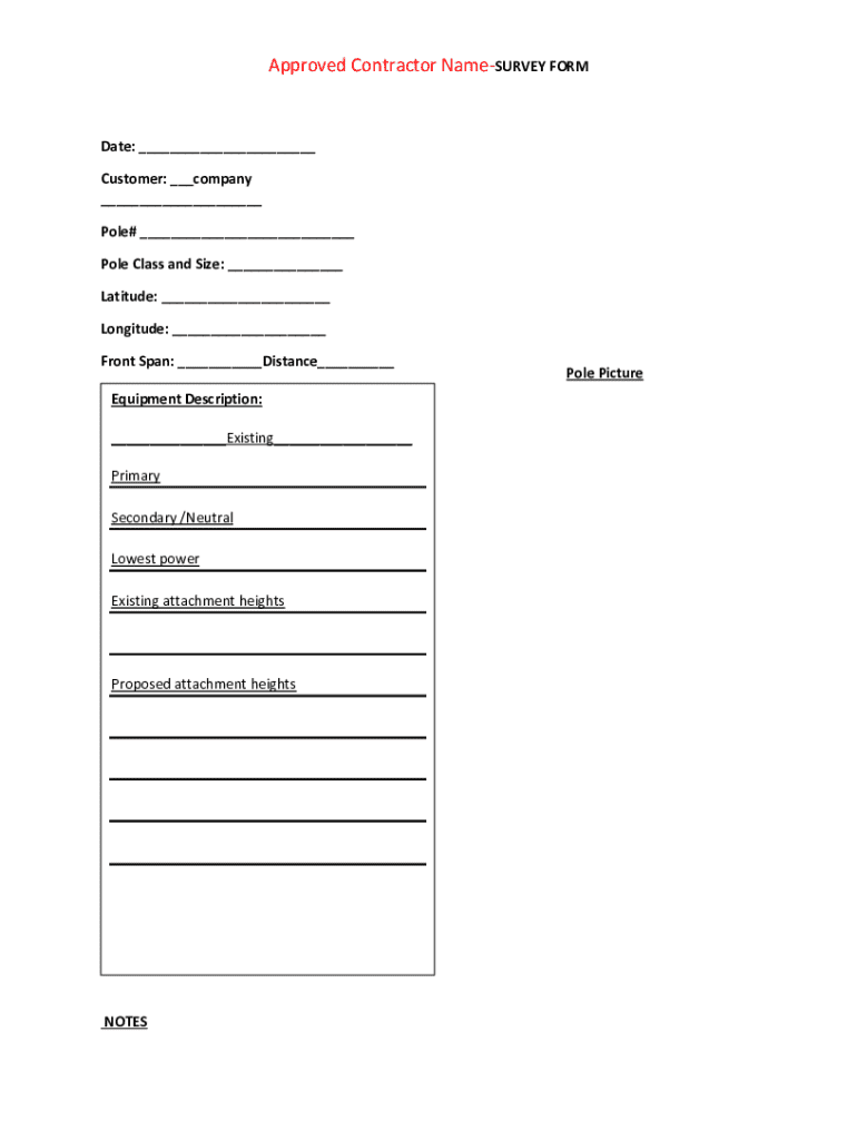 Fillable Online Approved Contractor Name Survey Form Fax Email Print - pdfFiller