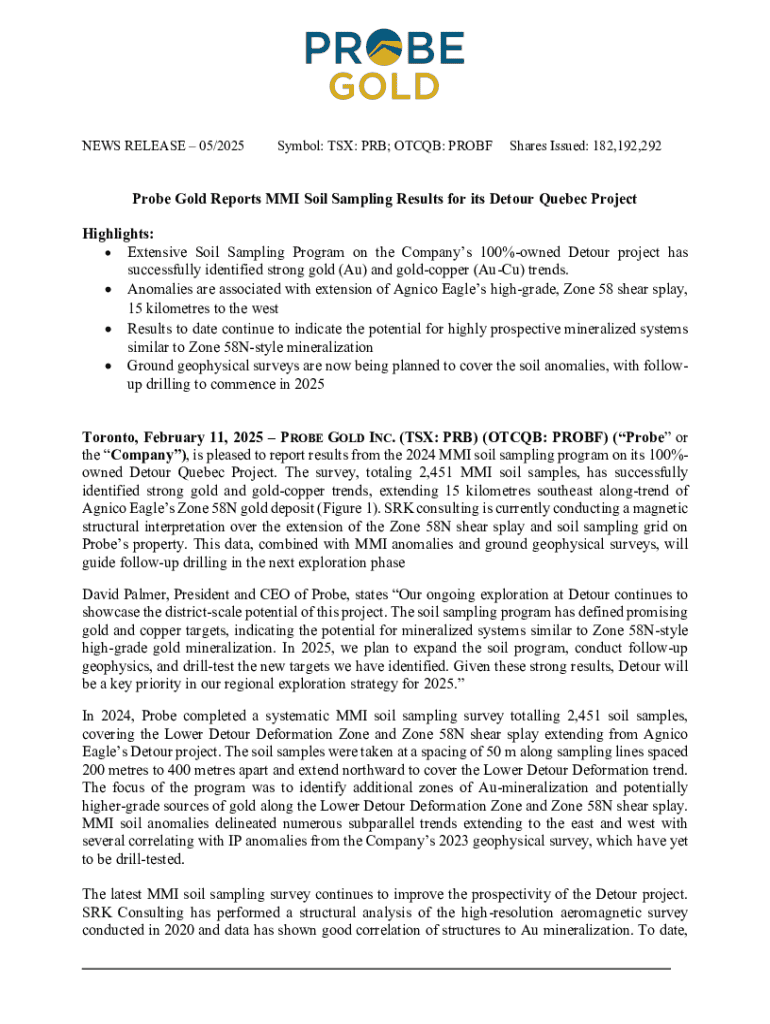 Fillable Online Symbol: TSX: PRB; OTCQB: PROBF Fax Email Print - pdfFiller