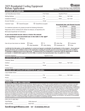 Fillable Online 2025 Residential Cooling Equipment Rebate Application Fax Email Print - pdfFiller