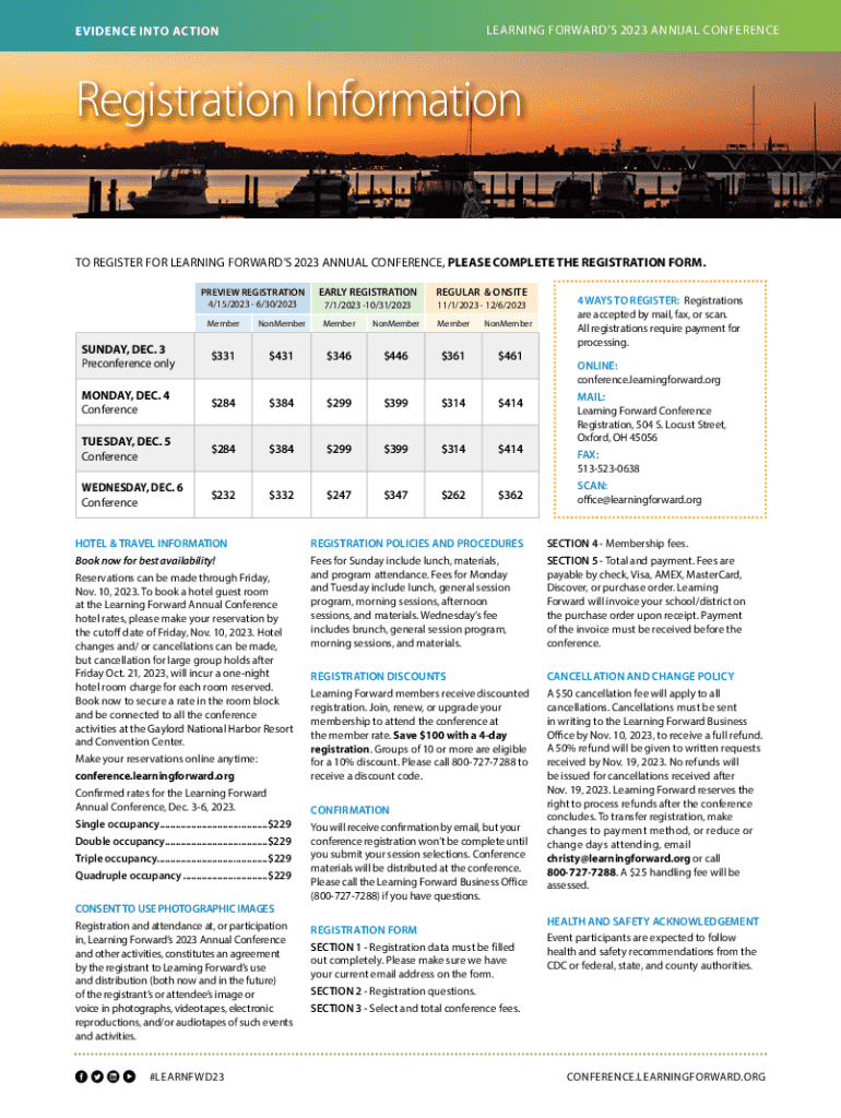 Fillable Online Learning Forward’s 2023 Annual Conference Registration Fax Email Print - pdfFiller